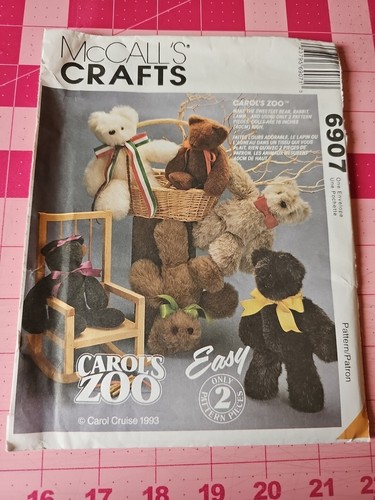 McCalls Crafts 6907 Carol's Zoo Stuffed Toys 16 Inch Bears Rabbits Lamb ...