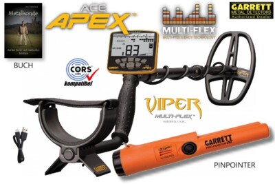 Garrett ACE APEX Metalldetektor & Pinpointer PRO-Pointer AT Z-Lynk ...