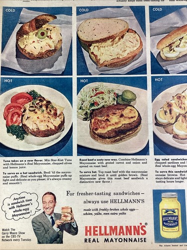 Hellman’s Mayonnaise Print Ad 1957 Atlanta AJC Sandwich Recipe Gary ...