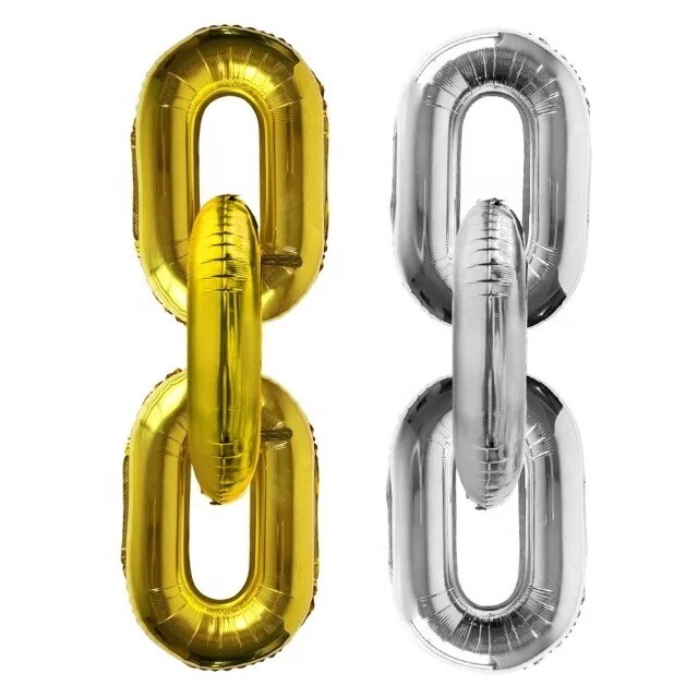 7pcs 16" Gold Chain Link Balloons Birthday Wedding Hip Hop Party ...