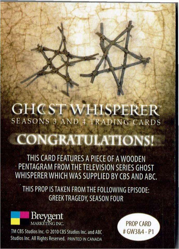 Ghost Whisperer Seasons 3 & 4 Prop Relic Material Card P1 Wooden ...