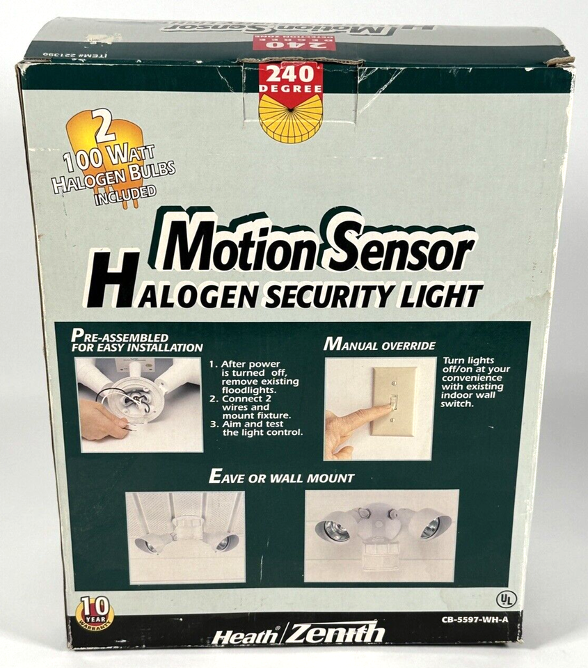 Heath Zenith 2-Head Motion Sensor Halogen Security Light 200W White (CB ...