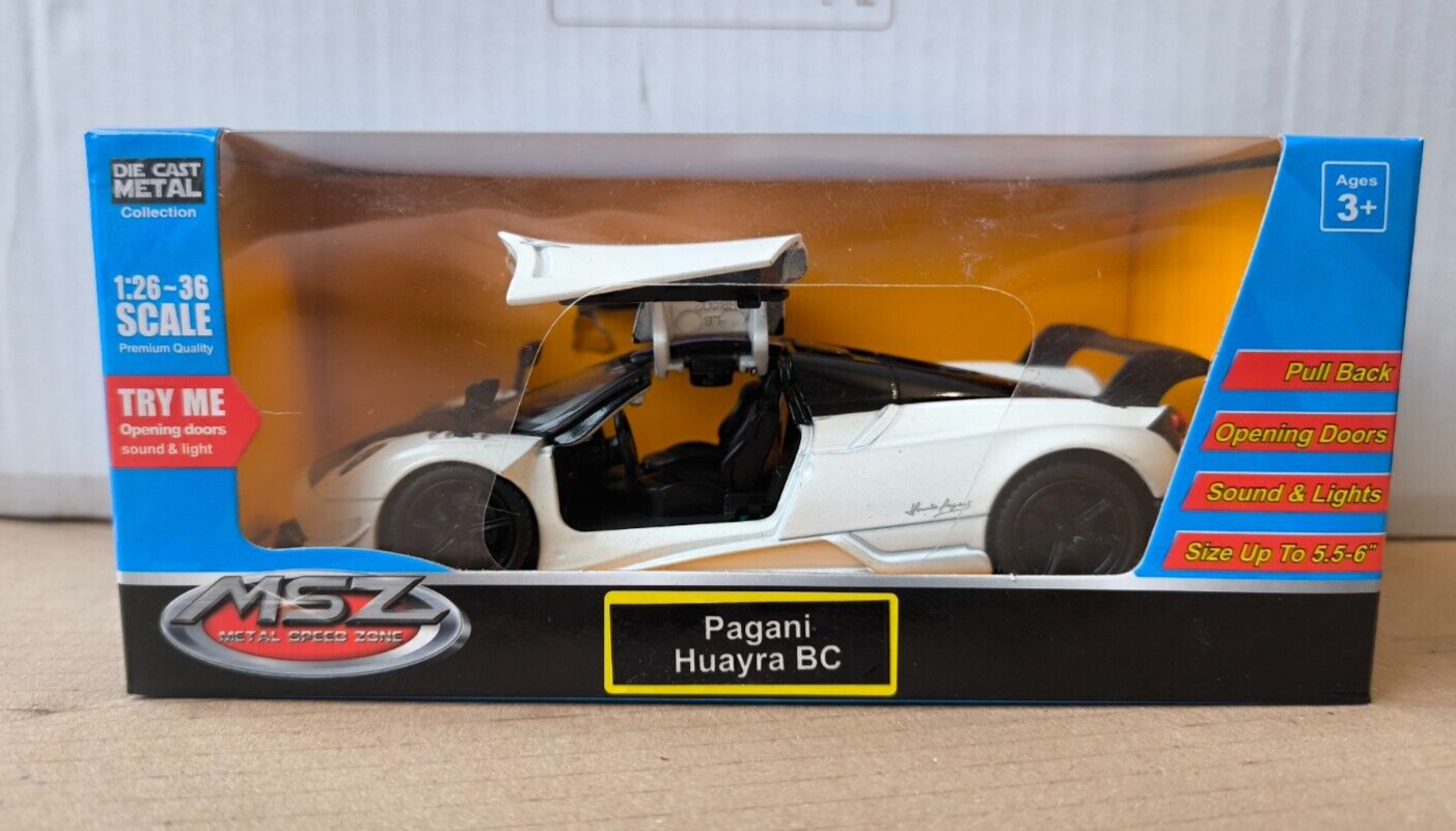 MSZ Metal Speed Zone 1:26-36 Pagani Huayara BC white Pull Back Opening ...