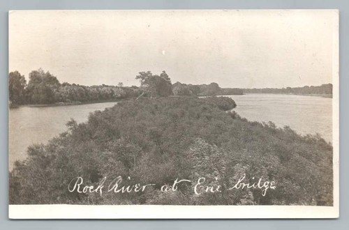 Rock River Bridge ERIE Illinois RPPC Whiteside County Photo Postcard ...