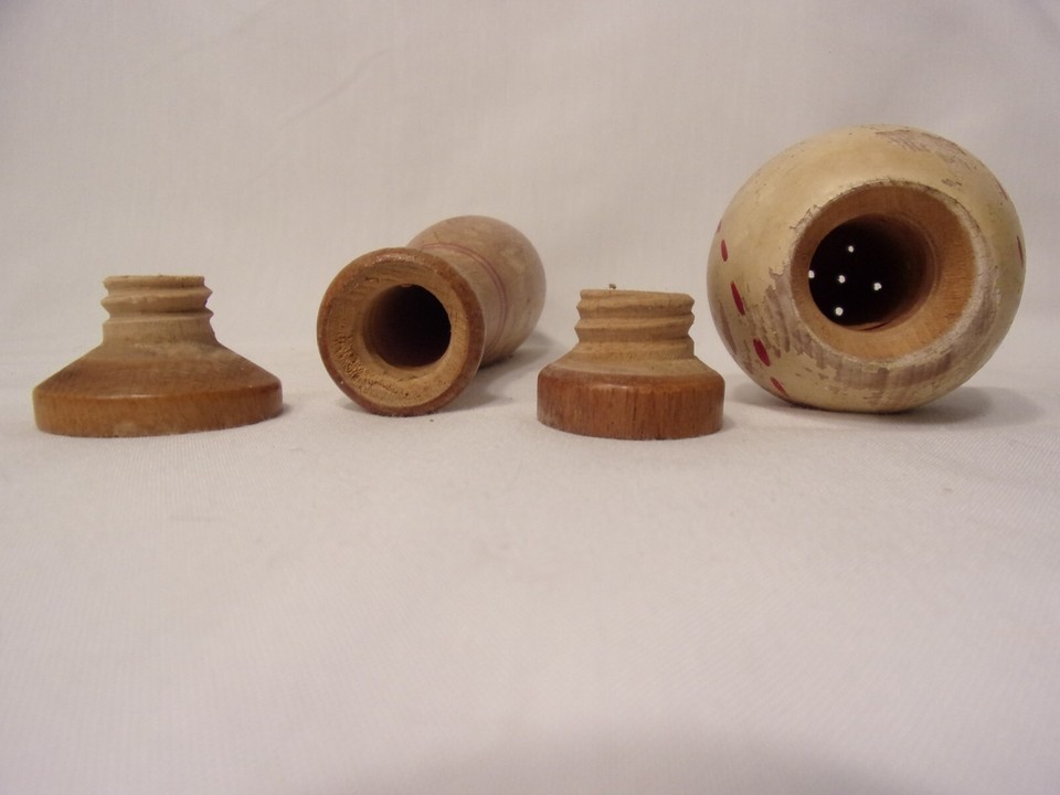 RARE Vintage Wooden Baseball Ball And Bat Salt & Pepper S&P Shaker Set ...