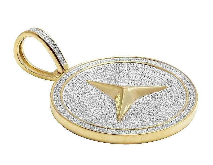 1.60Ct Round Real Moissanite Medallion Pendant 14K Yellow Gold Plated ...