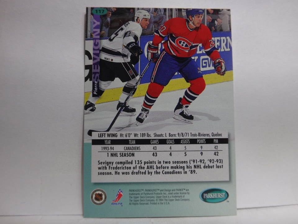 1994-95 Parkhurst Gold Parkie Pierre Sevigny #117 | eBay