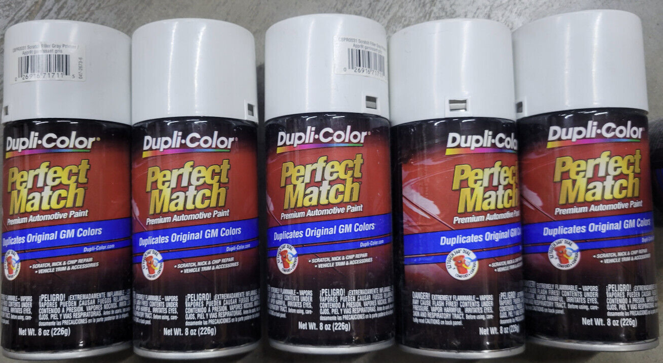 LOT 5 CANS Dupli-Color CBPR0031 Scratch Filler Gray Primer 8oz each AP ...