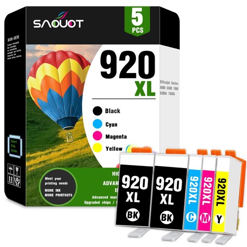 Replacement HP 920XL Ink 5-Pack (2BK, 1C, 1M, 1Y) for Officejet 7000 ...