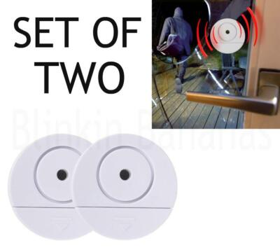 2 LOUD 95DB WIRELESS DOOR WINDOW ALARMS VIBRATION SHOCK GLASS BREAK ...