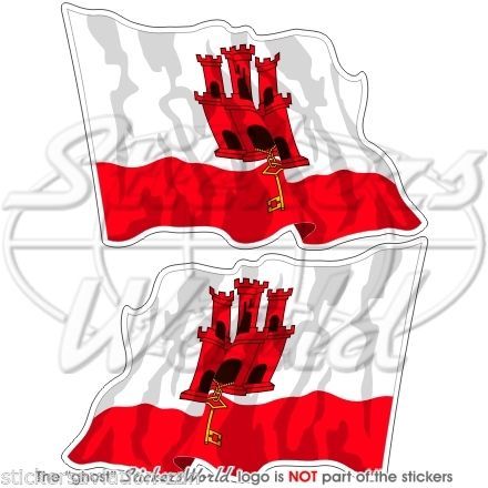GIBRALTAR Gibraltarian Waving Flag Vinyl Bumper Decals, Stickers 3 ...