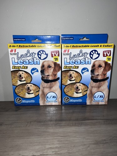 LUCKY LEASH RETRACTABLE LEASH & COLLAR AS SEEN ON TV L/XL 36-85 LB DOG- 2 PACK | eBay