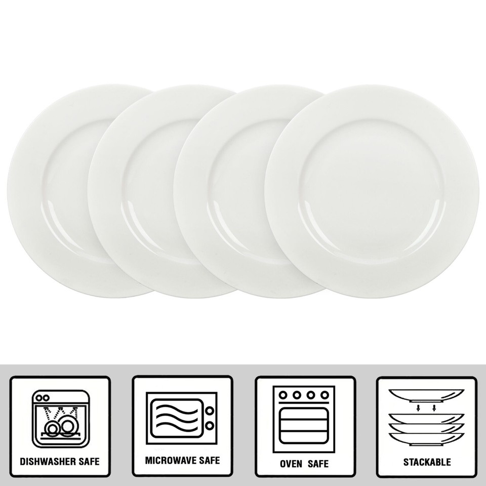 4 pc White Dessert Plate Set Bone China Side Plate Porcelain Bread ...