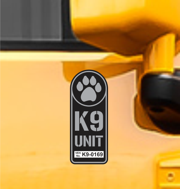 K9 Unit Badge Sticker Set Vinyl Decal Gun Metal Dog Paw Police Law ...
