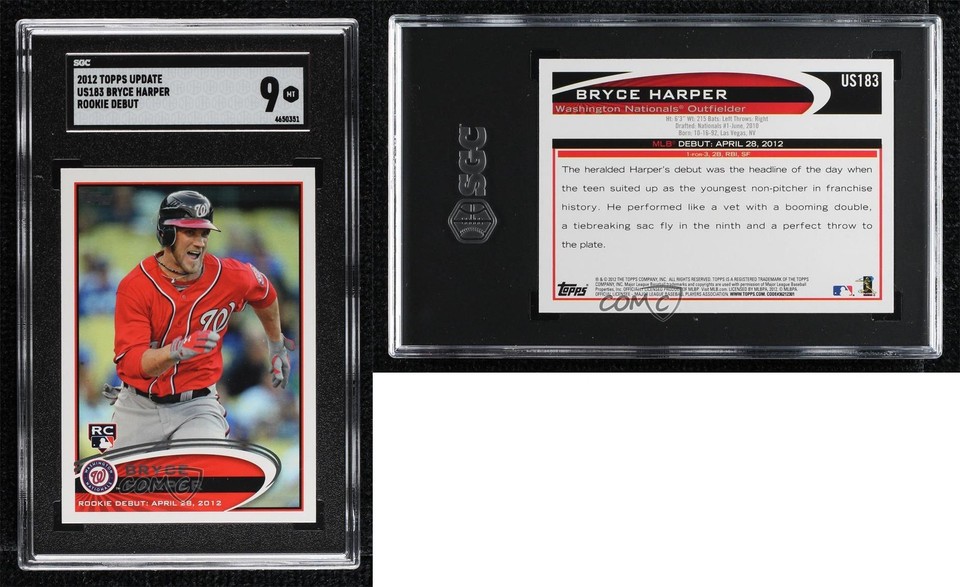 2012 Topps Update Rookie Debut Bryce Harper #US183 SGC 9 MINT Rookie RC ...
