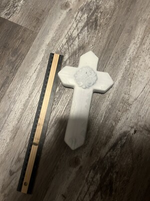 White Ceramic Wall Cross 8x4 | eBay