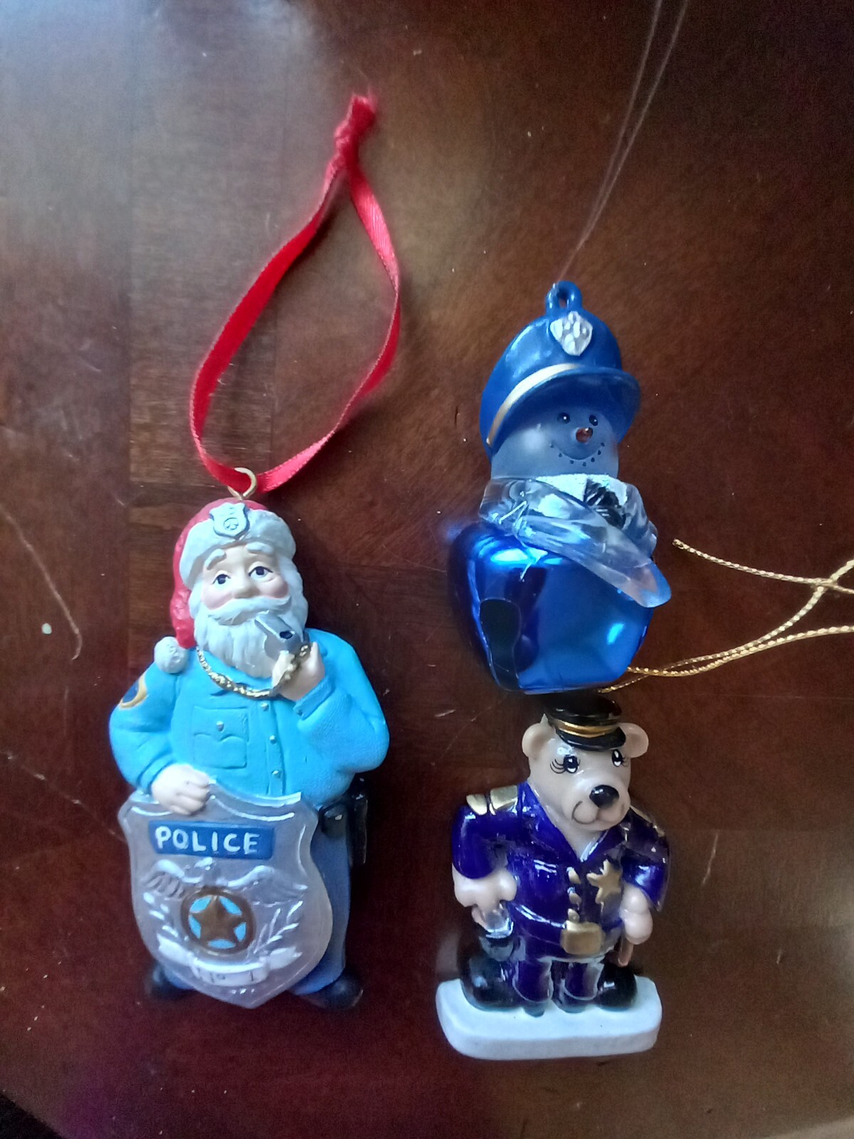 Set Of 3 Policeman Themed Christmas Ornaments, Santa Police Man ...