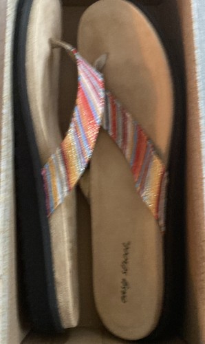 Easy Street Stevie Flip Flop Sandal, Size 9.5 M. Striped Metallic ...