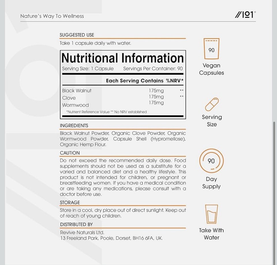 PARASITE worm Cleanse capsules– 90 Vegan Capsules for GUT DETOX ...