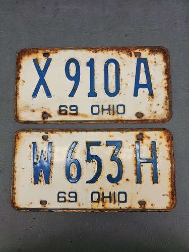 VINTAGE - 1969 OHIO LICENSE PLATE LOT OF 2 # X910A & W653H | eBay