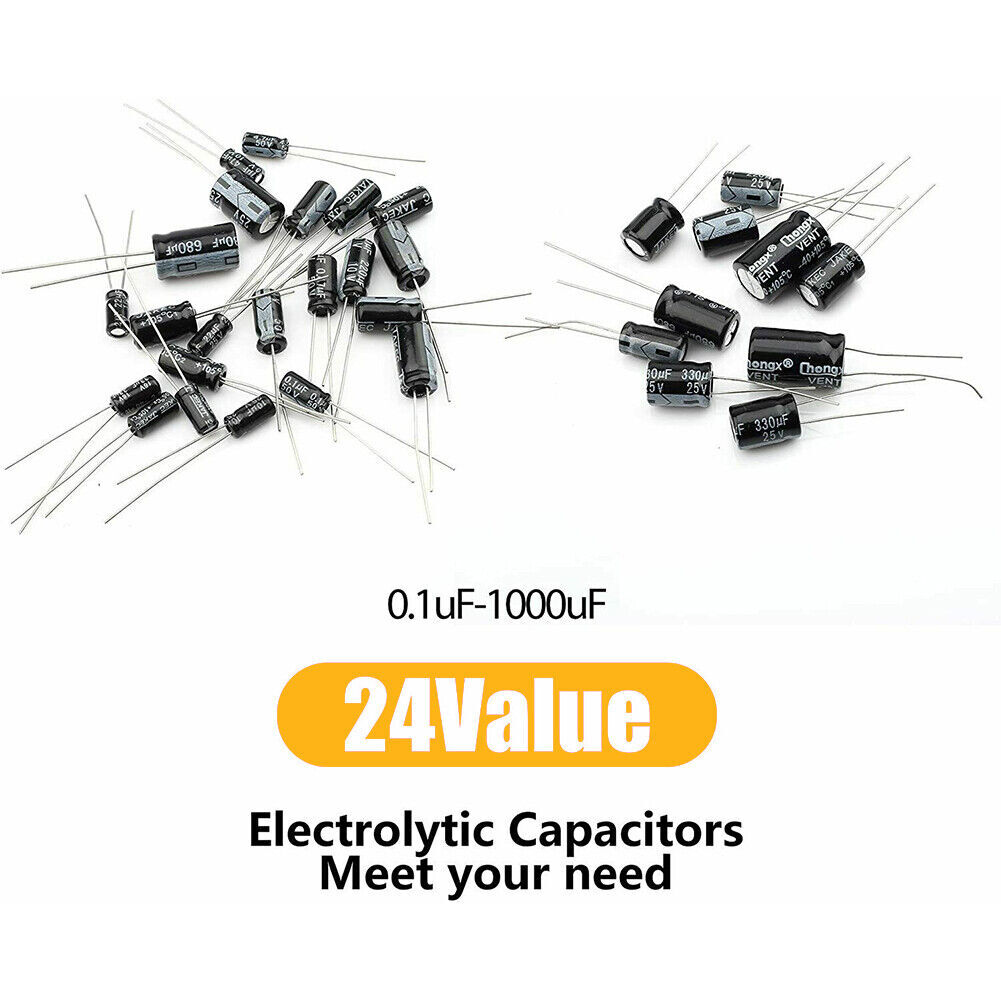 1100Pcs 24 Value Electrolytic Capacitors Plus+Monolithic Capacitors 0 ...