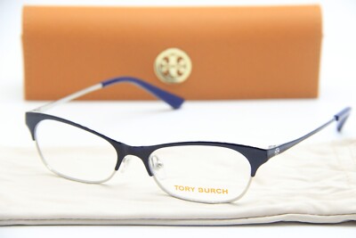 NEW TORY BURCH TY 1065 3284 NAVY SILVER AUTHENTIC EYEGLASSES W/CASE 48 ...