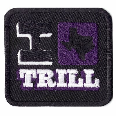 I Texas State Trill Purple On Black Box Logo Iron On Embroidered Patch ...