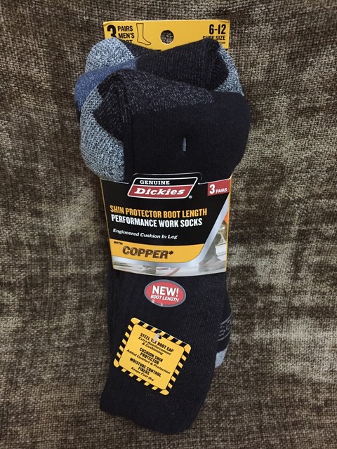 3 Pair Dickies Steel Toe Shin Protector Boot Length Work Sock Black 6 ...