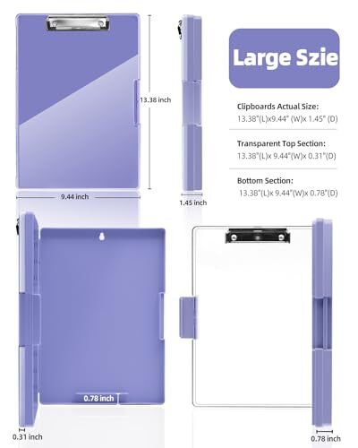 Heavy Duty Clearview Clipboard Folder File Case with 2 Storage and Pen ...
