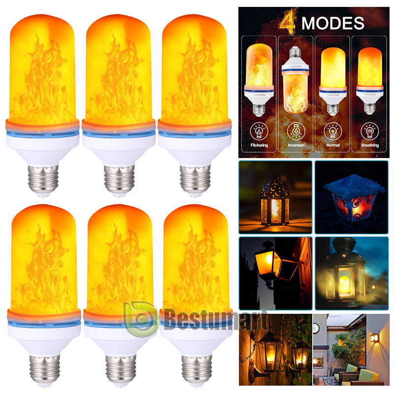 Led Flame Effect Light Bulb 3-15 Pack - Flame Lights Bulbs 4 Modes E27 ...