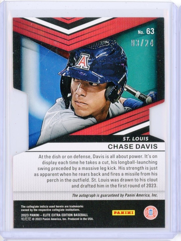 2023 Panini Elite Extra Edition CHASE DAVIS GOLD Asp AUTO Autograph RC ...