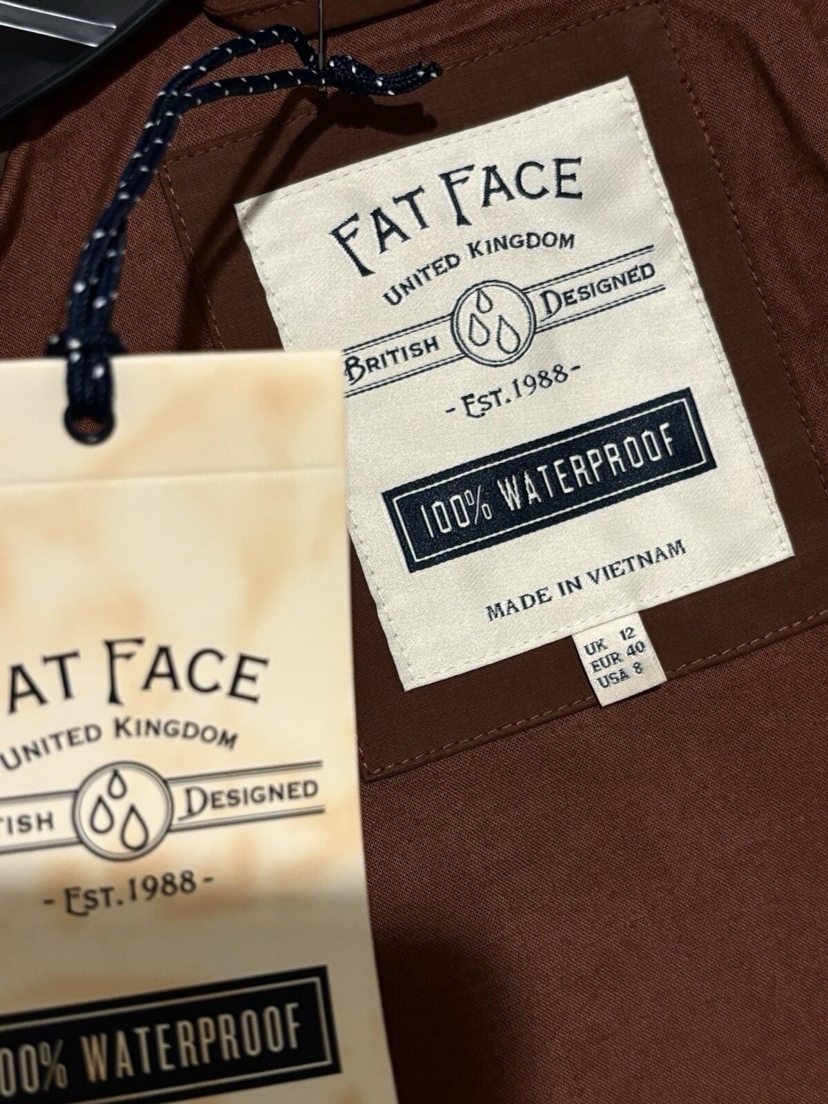 Fat Face Parka Rain Coat Womens UK 12 /US 8 Wax Leather Look Fishtail ...
