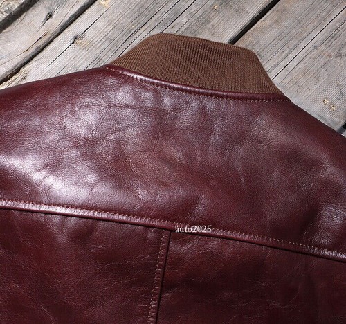 Men's Retro Cowhide Waxed Cow Leather Jacket Vintage Air Flight A1 Coat ...