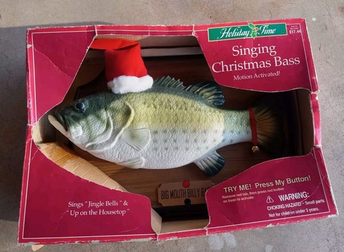 Holiday Time Big Mouth Billy Bass w/ Santa Hat Sings Christmas Songs w ...