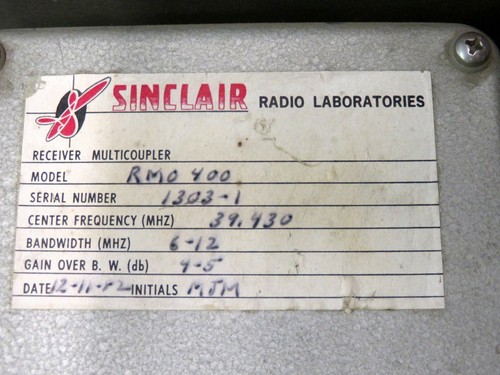 Sinclair Radio Laboratories Receiver Multicoupler RM0400 911 Emergency ...