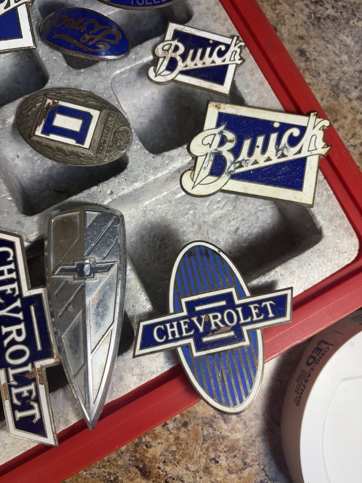 Vintage Radiator Emblems Badges Ford, Chevy, Buick, Willy Knight ...