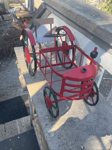 Vintage Red Metal Tractor Planter Holder Farmhouse Decor | eBay