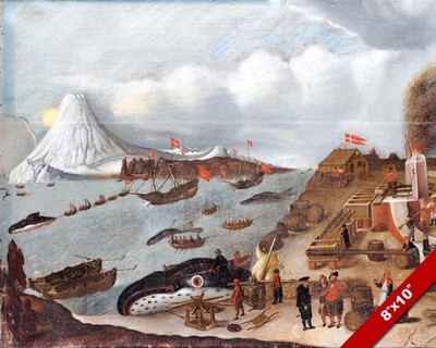 THE DUTCH WHALING INDUSTRY HARVESTING WHALE SCENE PAINTING ART REAL ...