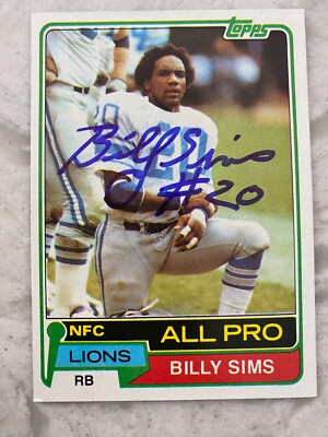 Billy Sims Signed DETROIT LIONS Card 1981 Topps ROOKIE | eBay