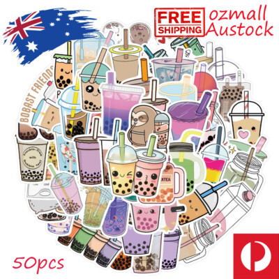 50pcs Drinks 3 Bubble Tea Stickers Ins-Style Pearl Milk Tea VSCO Vinyl ...