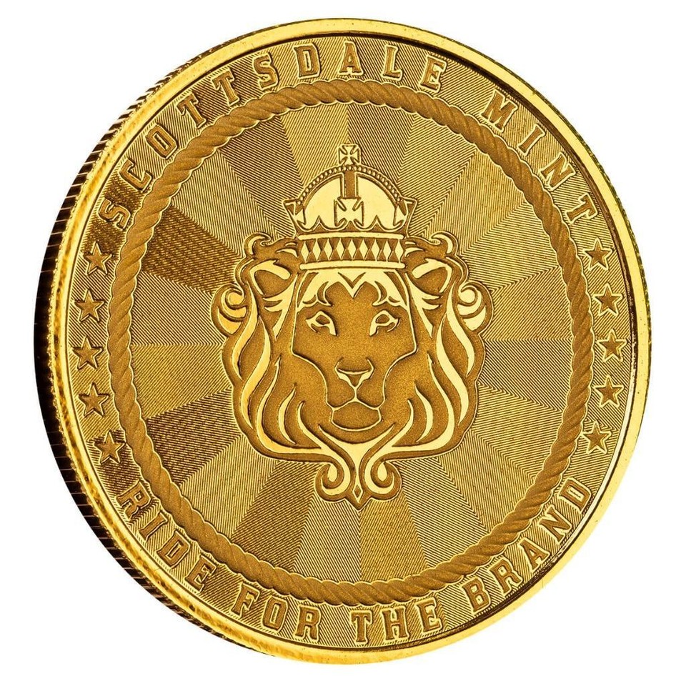 1 oz Gold Cowboy Round w/ Buffalo Privy .9999 Gold Bullion Round in COA ...