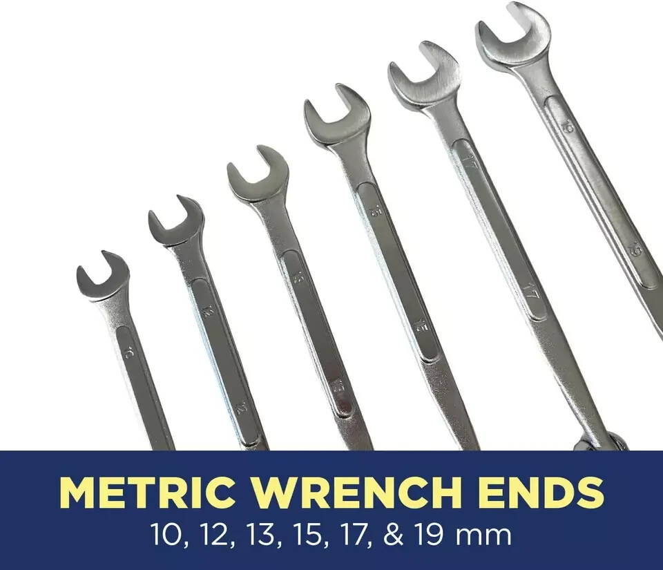 Flex Socket (6Pc) 6 Point Wrench Set with Flexible Heads and Open Ends ...