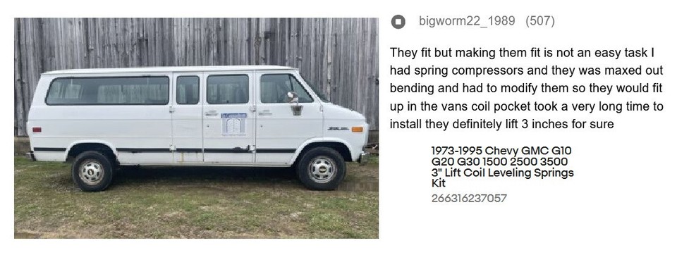1973-1995 Chevy GMC G10 G20 G30 1500 2500 3500 3" Lift Coil Leveling ...