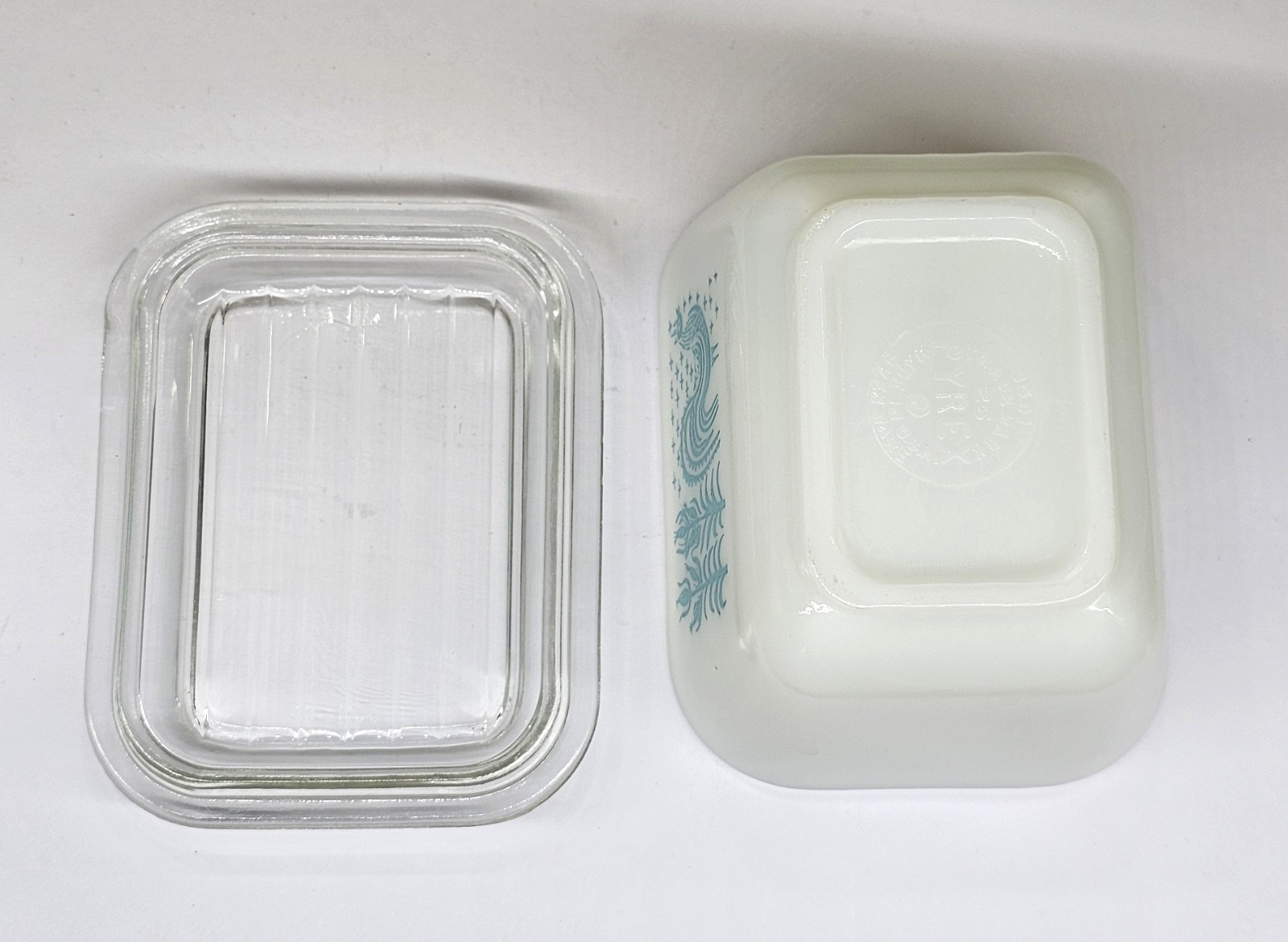 VTG Pyrex Turquoise 1 1/2 Cup Amish Butterprint Dish w/CHIPPED LID 0501 ...