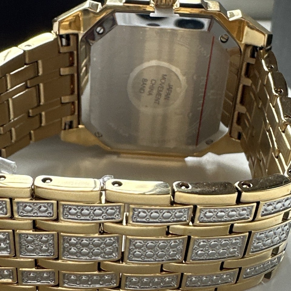 Bulova Mens Crystal Octava Quartz Gemmed Gold Stainless Steel Watch 40 ...