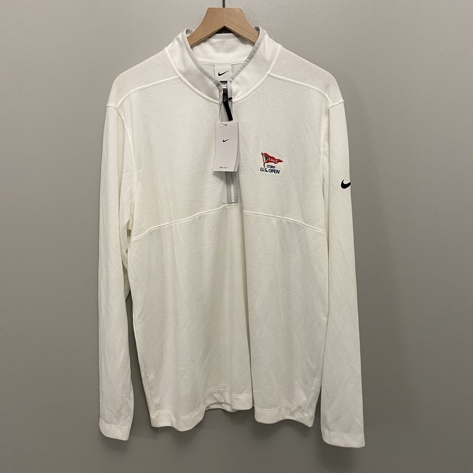 Nike 123 US Open LACC Mens XL Golf White Dri Fit 1/2 Zip Victory ...