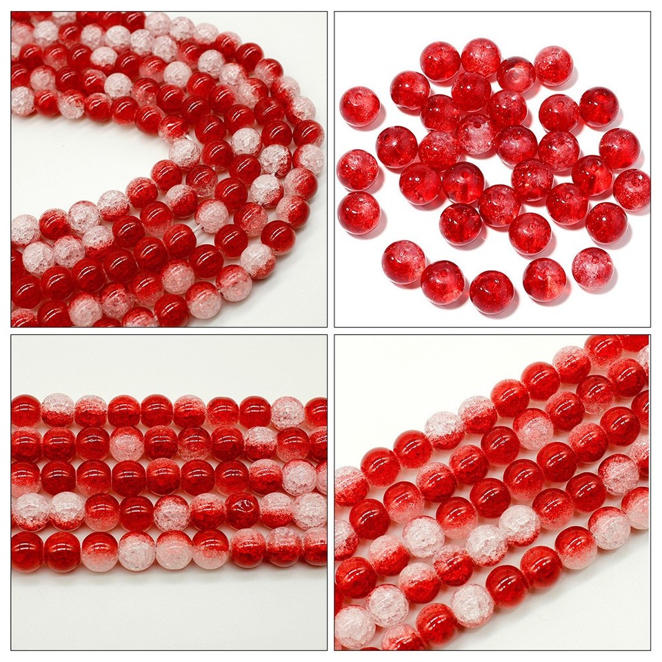 100 Pcs Red Acrylic Round Beads with Crack Pattern for DIY Jewelry ...