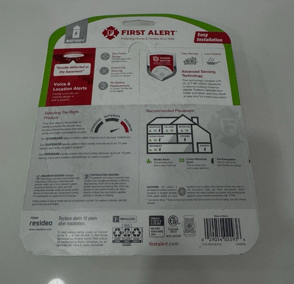 First Alert 1046803 2-IN-1 Smoke & Carbon Monoxide Alarm 10Y Battery ...