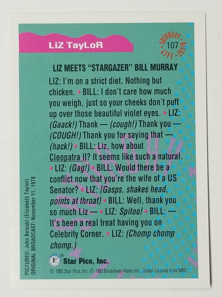 John Belushi SNL Card 1992 💥Saturday Night Live Star Pics # 107 Liz ...
