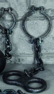 Plastic Prisoner Convict Jail Stag Neck & Hand Shackles Fancy Dress NEW ...